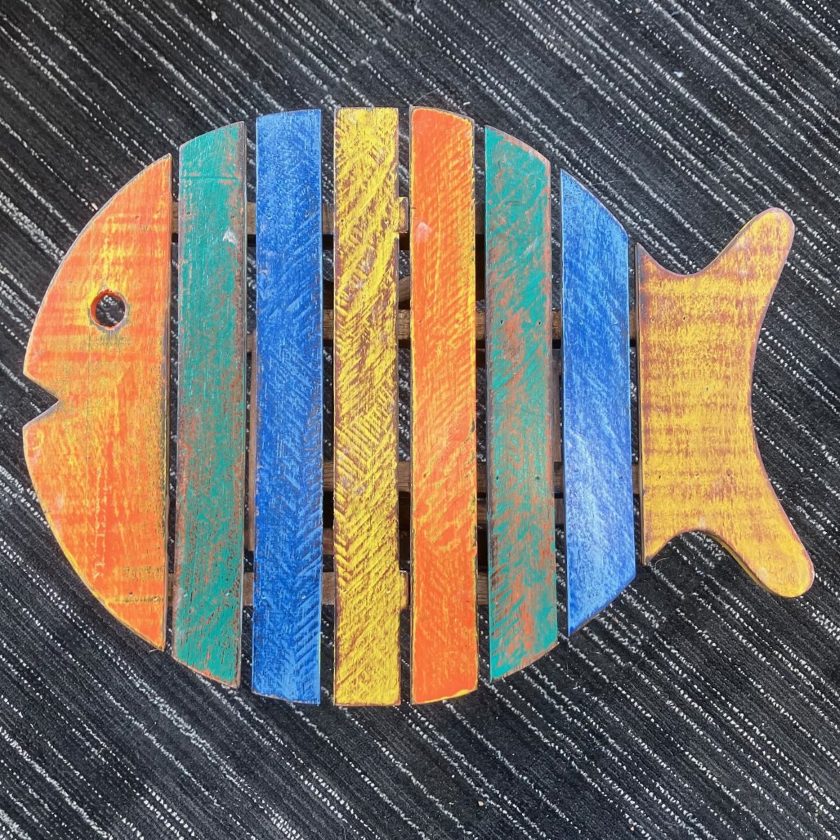 Multi-coloued Wood Fish Table Foldable | Homeware | Voyage Fair Trade